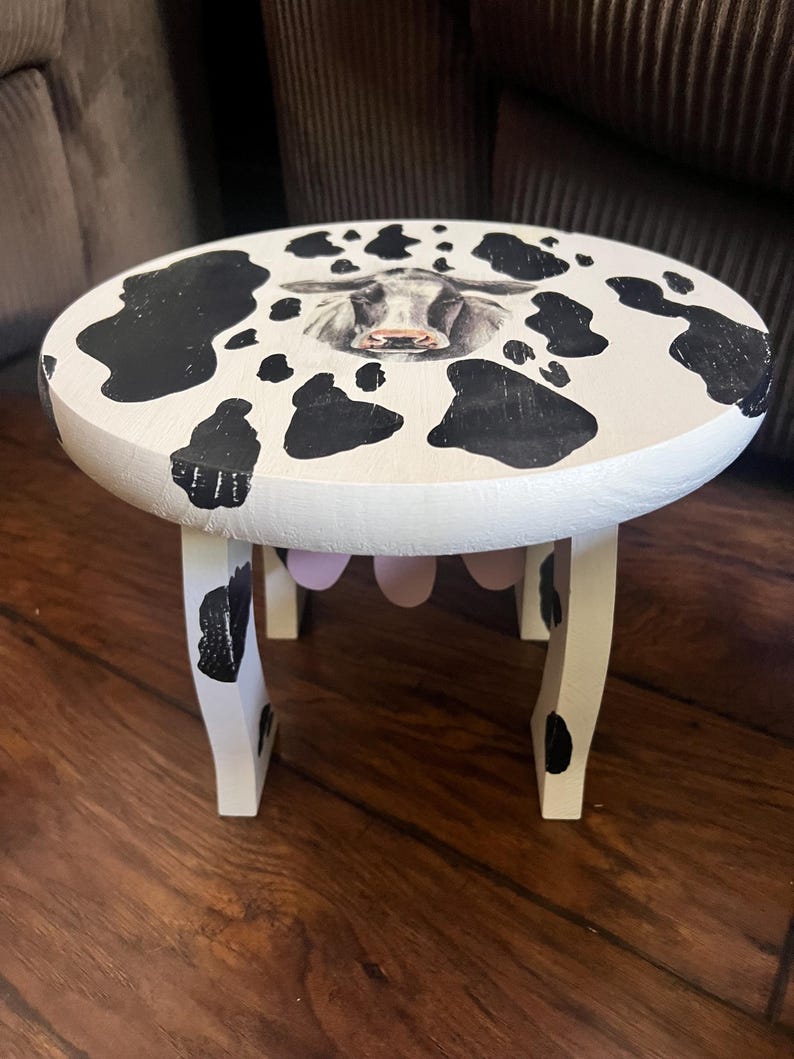 Cow Print Stool - Etsy
