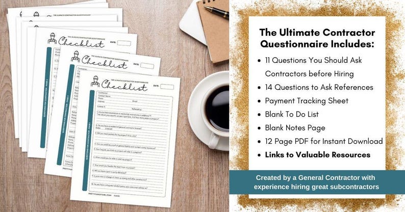 The Ultimate Contractor Questionnaire (immediate Downloadable File) - Etsy
