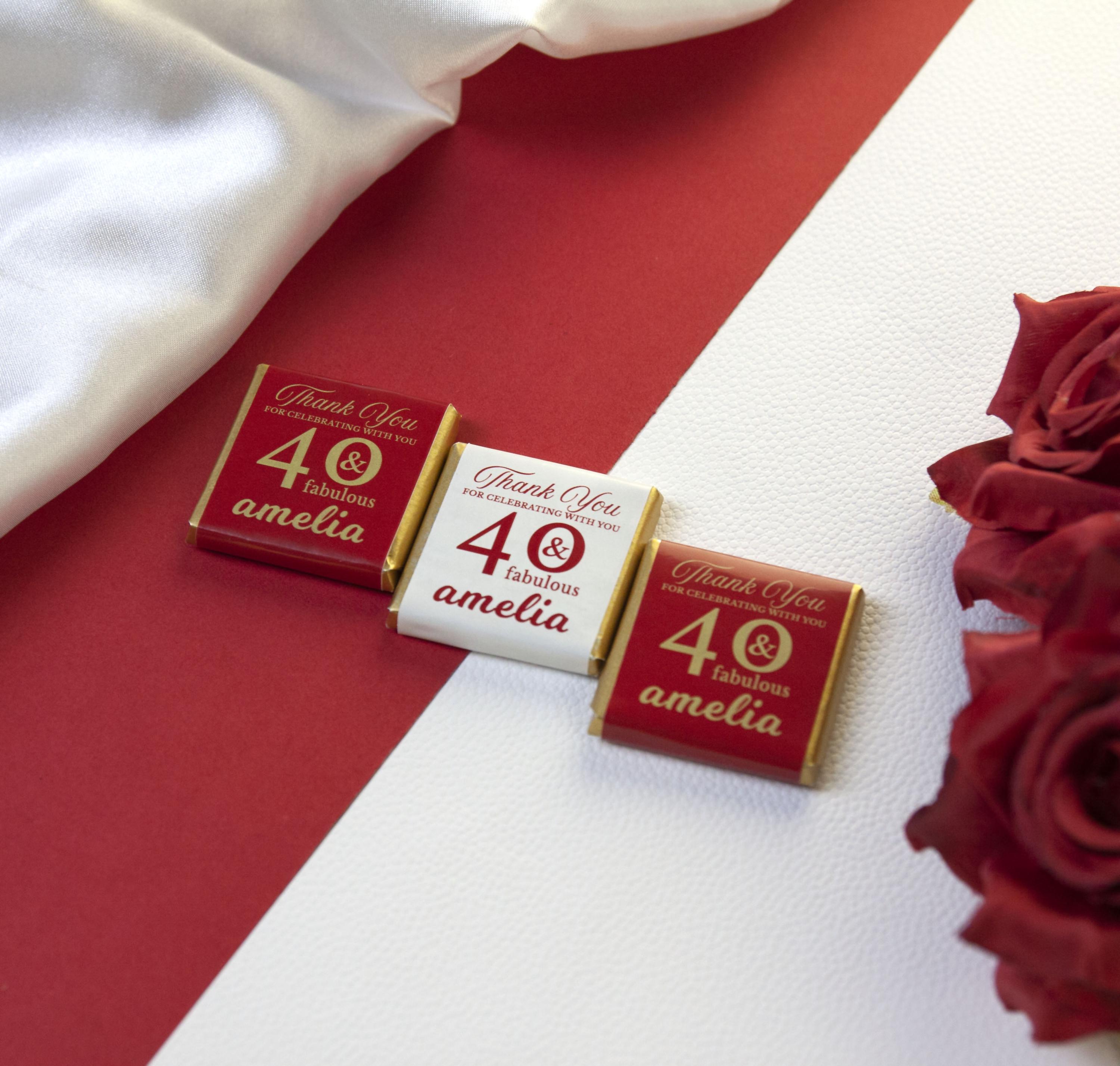 Personalized 40th Birthday Chocolate Favors: Gold Foil Anniversary ...