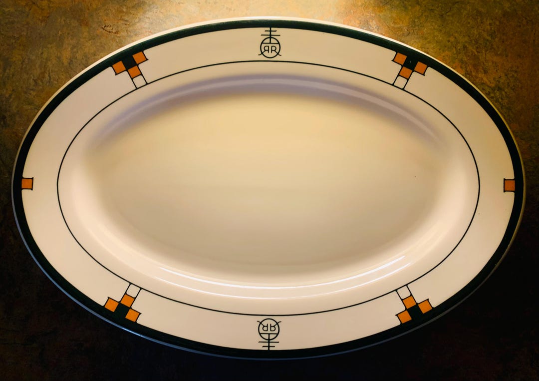 Rare Buffalo Roycroft Inn China Oval Platter, Double R Logo, pristine ...