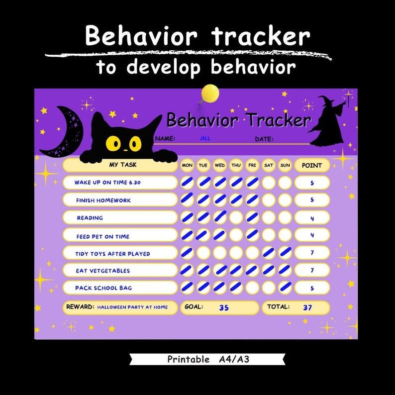 Printable Behavior and Chore Tracker Student Printable Halloween ...