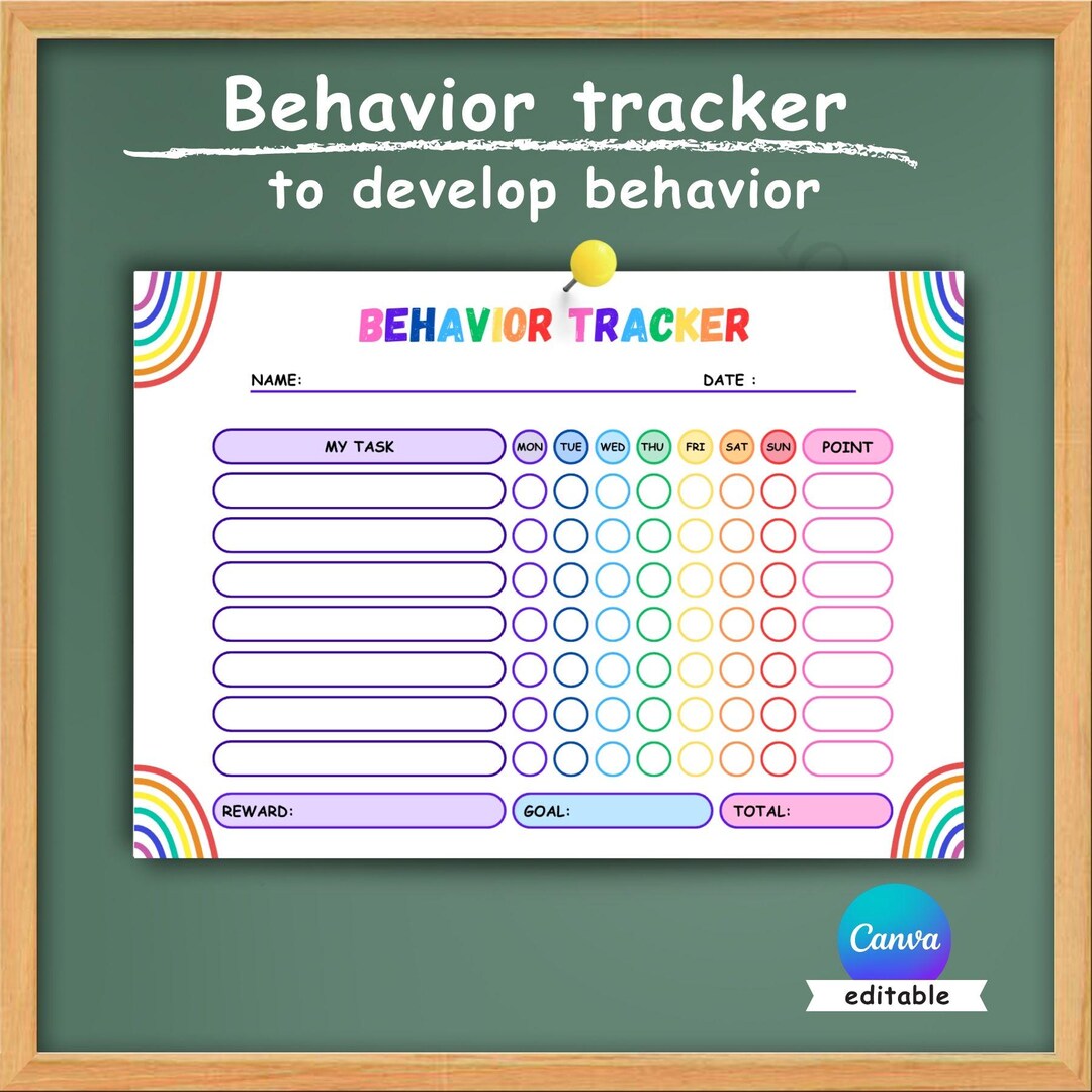 Editable Behavior and Chore Tracker Student Printable for Kids at Home ...