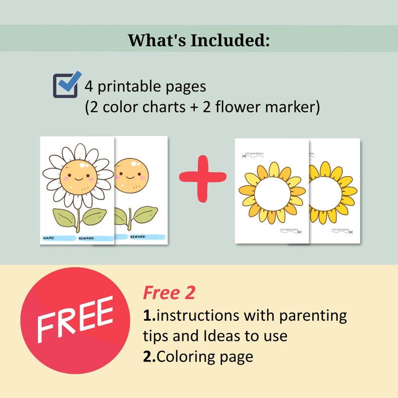 Printable Kids Reward Chart Flower Toddler Development Tools Homeschool ...