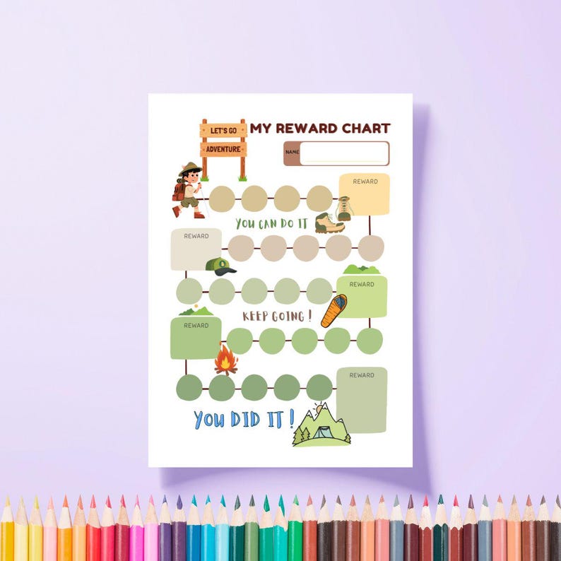 Printable Kids Reward Chart Travel Toddler Development Tools for Boy ...