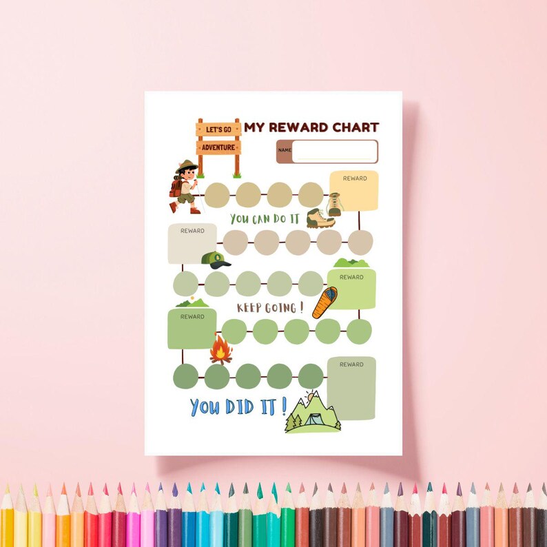Printable Kids Reward Chart Travel Toddler Development Tools for Boy ...