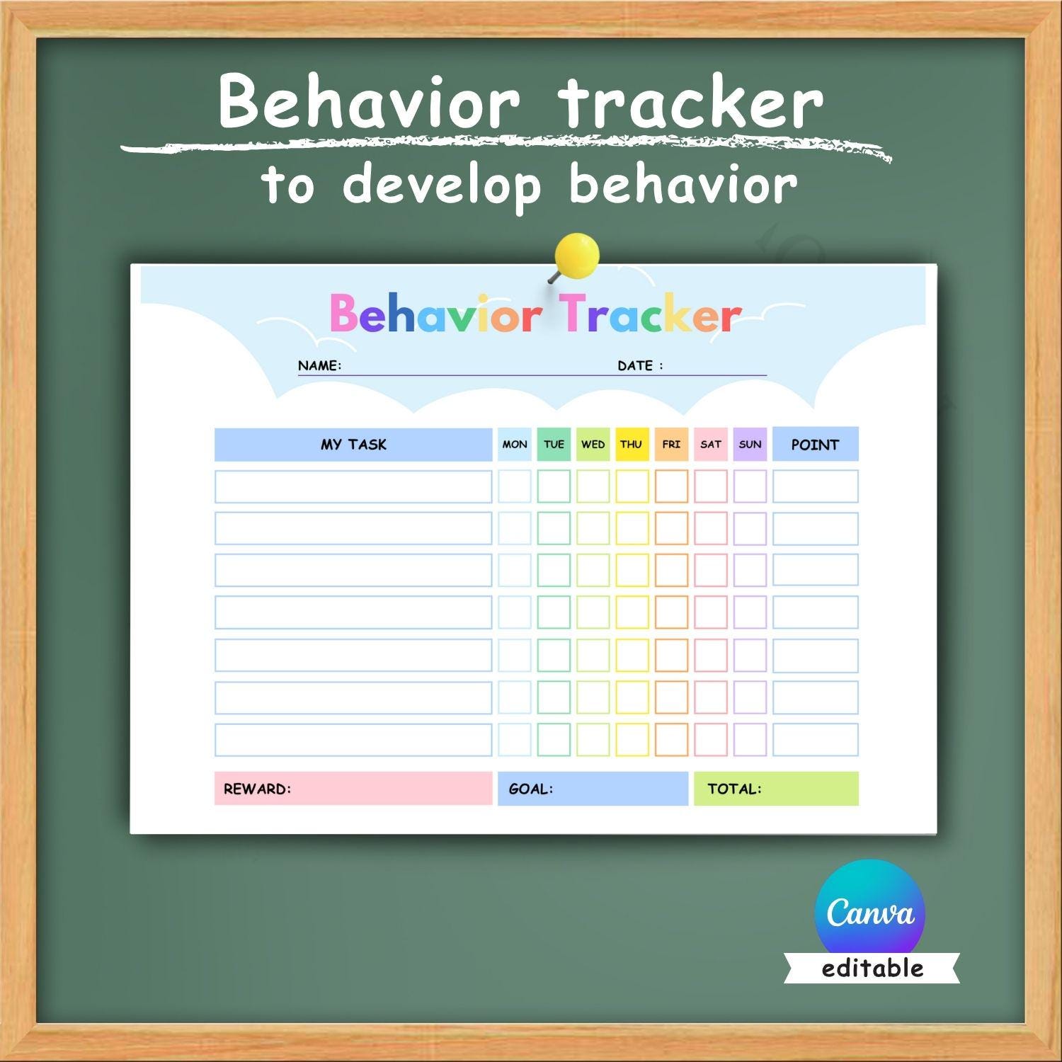 Editable Behavior and Chore Tracker Student Printable for Kids at Home ...