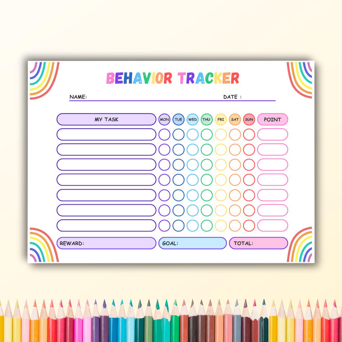 Editable Behavior and Chore Tracker Student Printable for Kids at Home ...