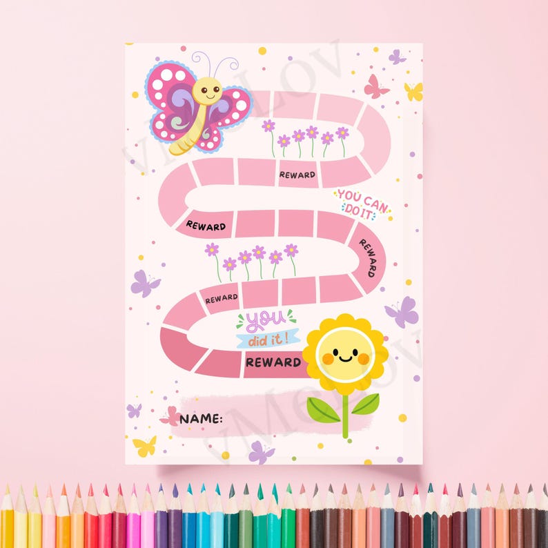 Printable Kids Reward Chart Butterfly Flower Toddler Development Tools ...