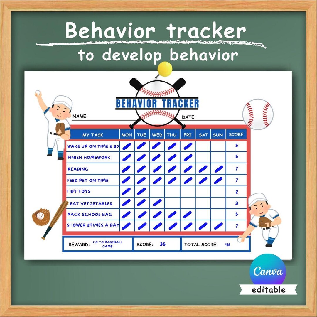 Editable Behavior and Chore Tracker Student Printable for Boys at Home ...