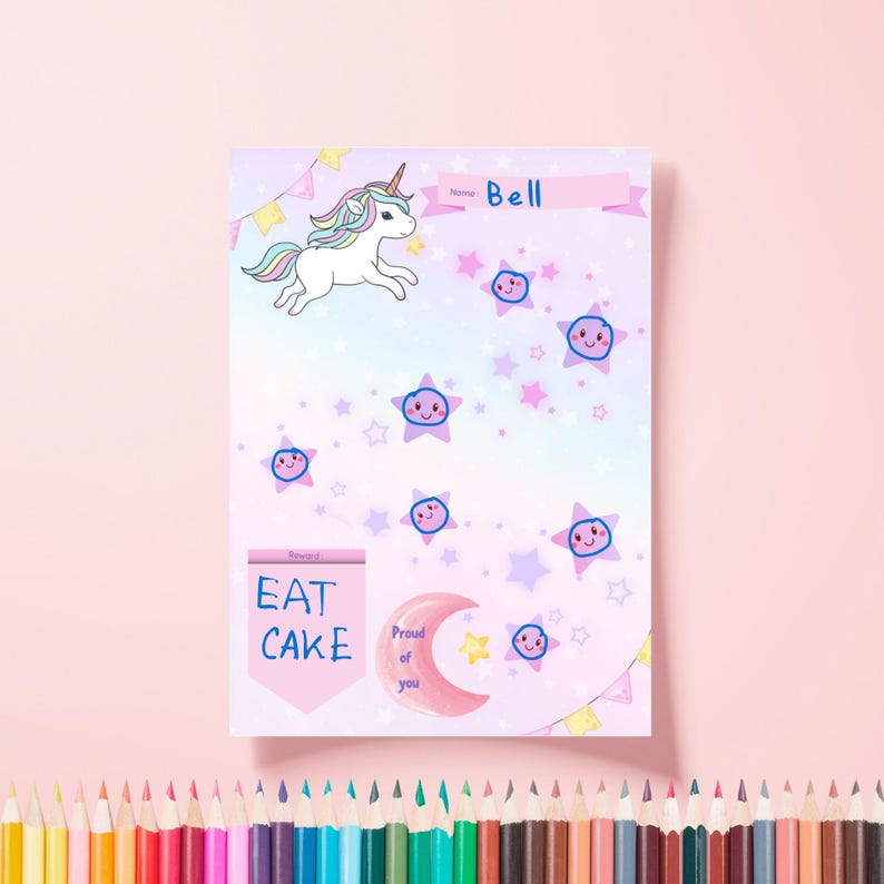 Printable Kid Reward Chart Unicorn Toddler Development Tool Homeschool ...