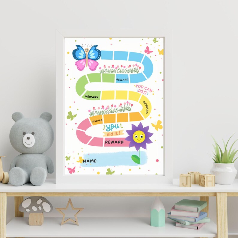 Printable Kids Reward Chart Butterfly Flower Toddler Development Tools ...