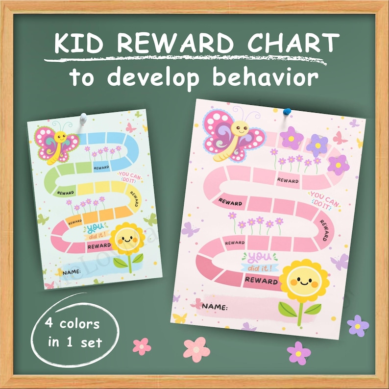 Printable Kids Reward Chart Butterfly Flower Toddler Development Tools ...