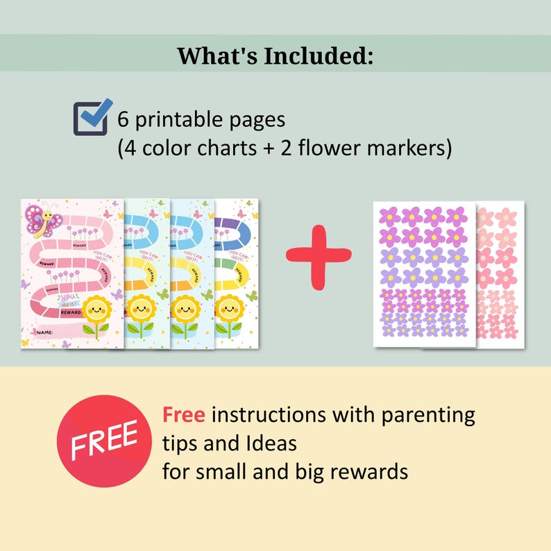 Printable Kids Reward Chart Butterfly Flower Toddler Development Tools ...