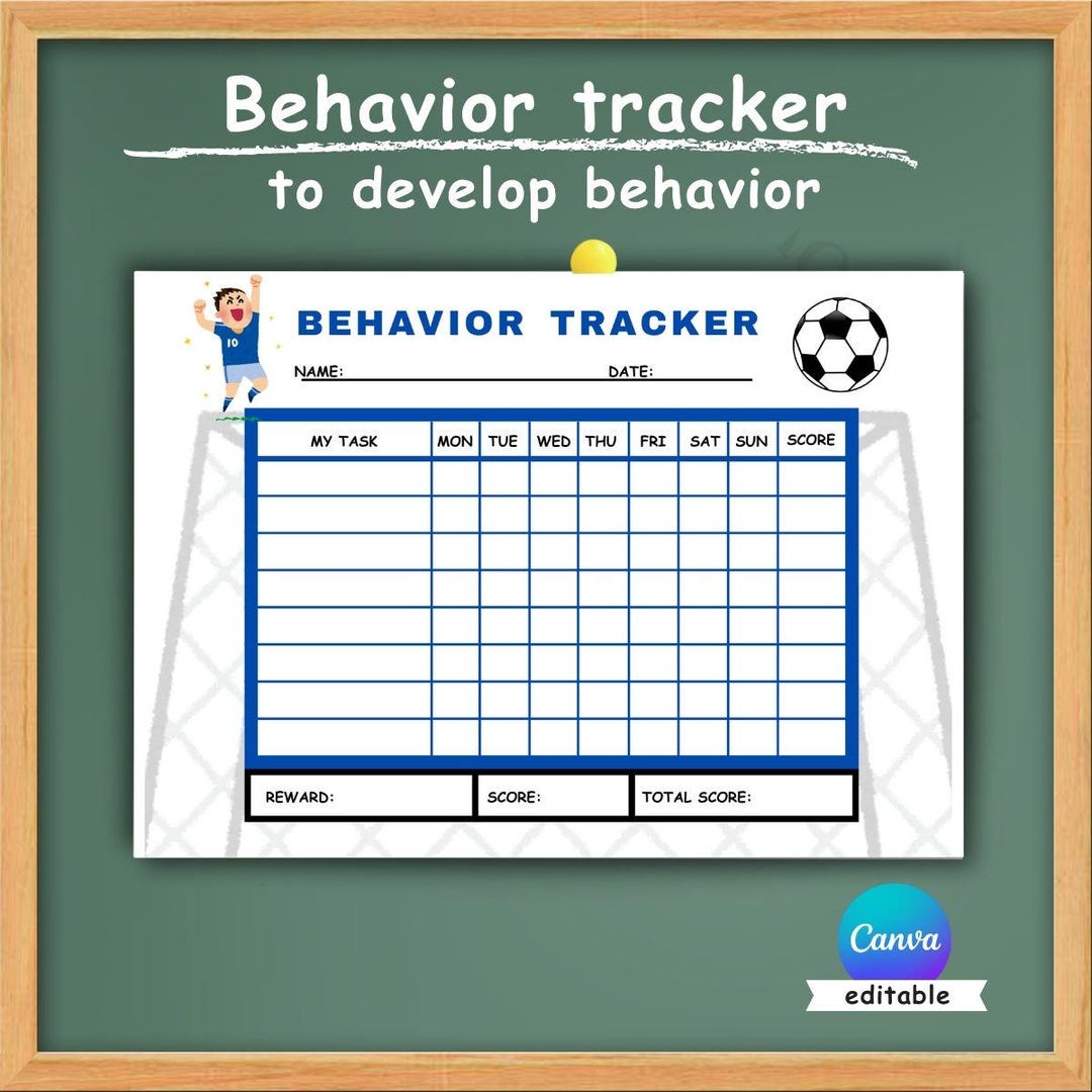 Editable Behavior for Boy Printable Chore Tracker at Home Tracker Chart ...