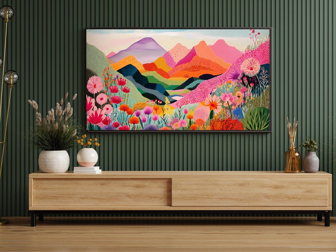 Samsung Frame TV Digital Art Mock up Colorful Mountain Landscape TV ...