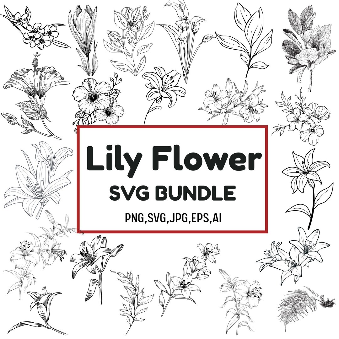 Lily SVG | Floral Line Art | Flower Clipart | Wedding Flowers ...