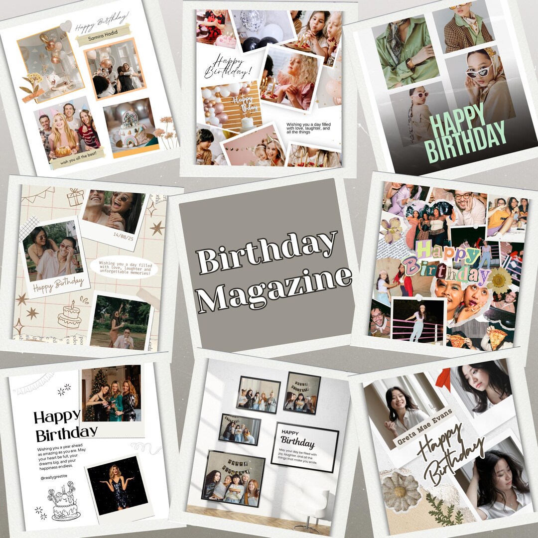 Editable Birthday Magazine Template | Custom Canva Photo Magazine ...