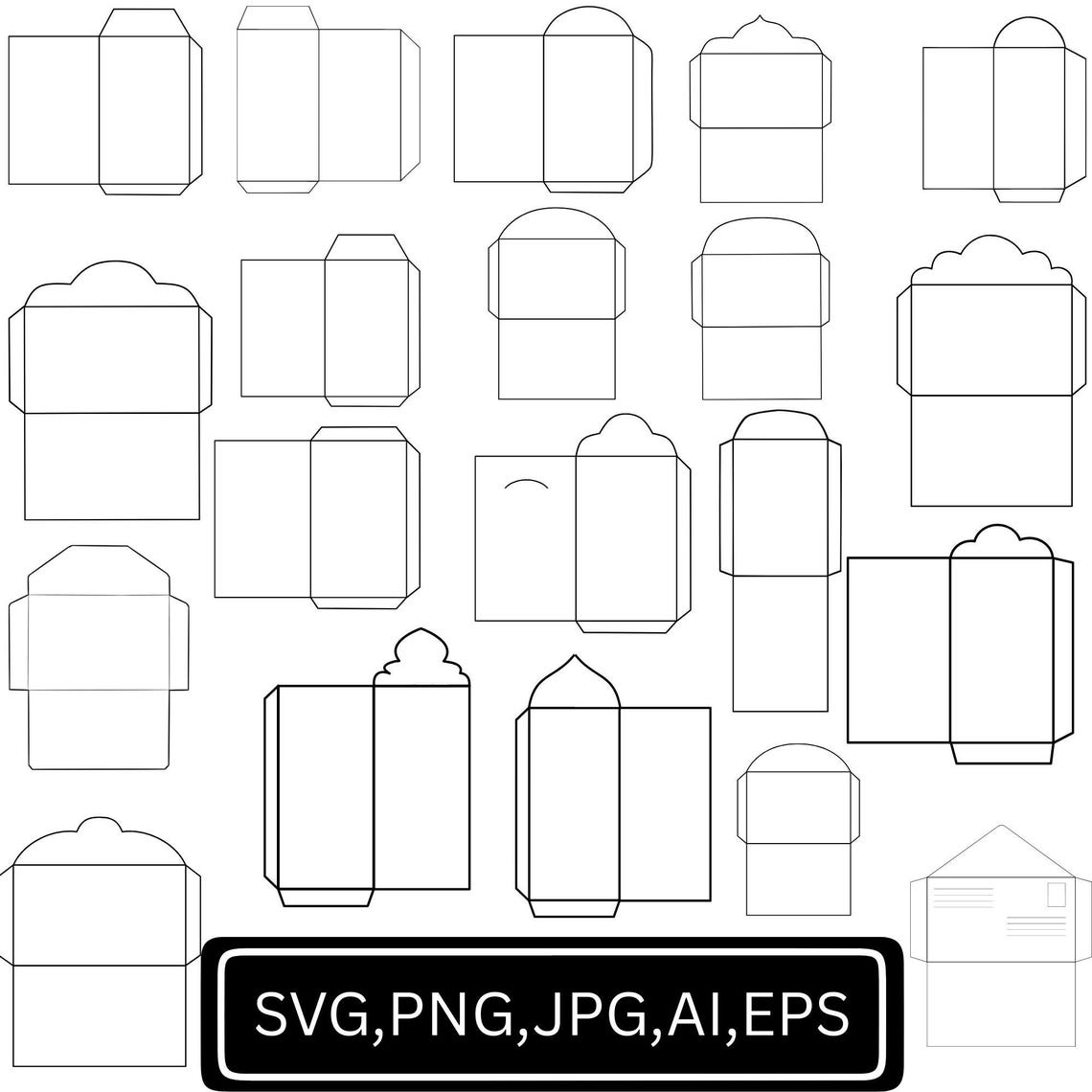 Envelope Template Bundle|envelope SVG Templates|money Envelope Blank ...