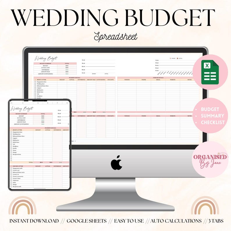 Wedding Budget Planner Spreadsheet | Wedding Budget Google Sheets ...