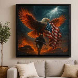 Patriotic Eagle Art – American Flag Lightning Wall Print | USA Freedom ...