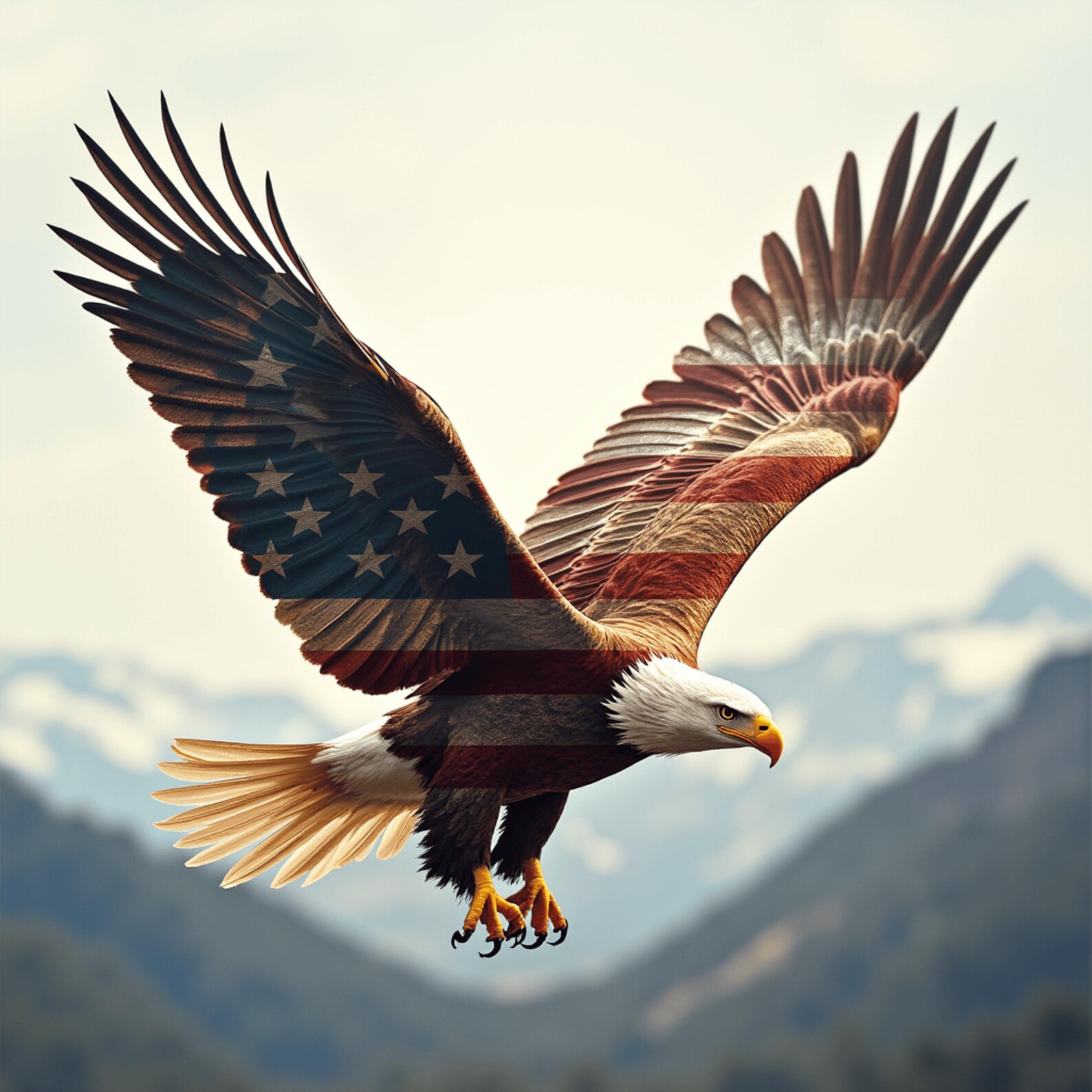 Bald Eagle American Flag Digital Art – Soaring Patriotic Freedom Print ...