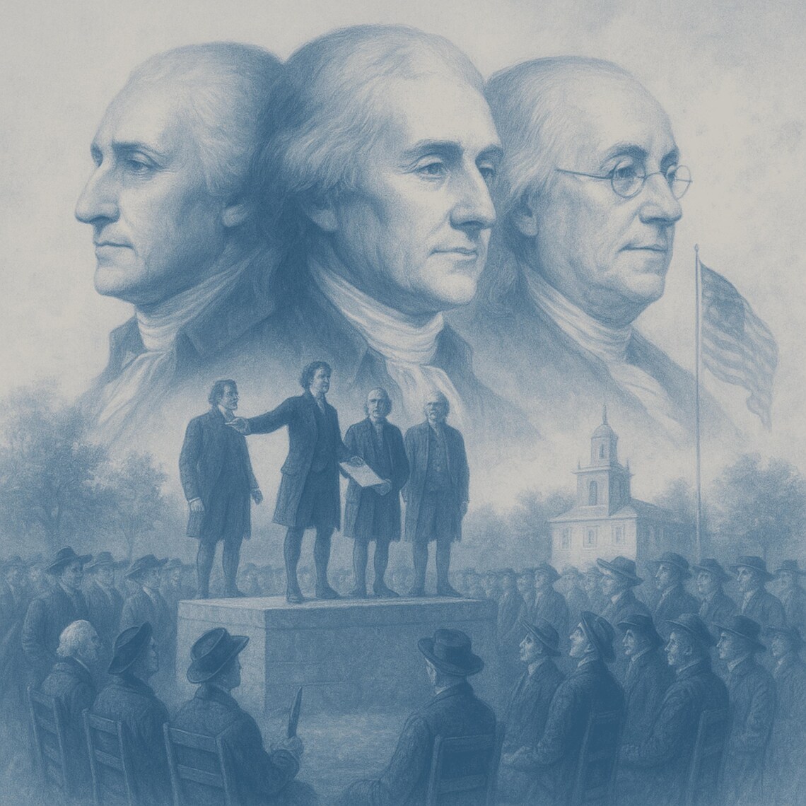 Founding Fathers, Hyper Realistic Double Exposure Wall Print of ...