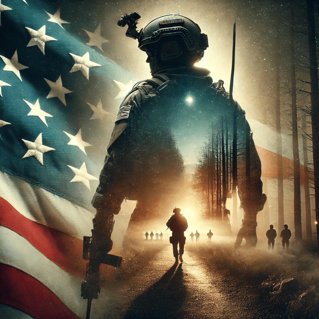 Military Tribute Art – Patriotic Soldier Wall Print, Veteran & Armed ...