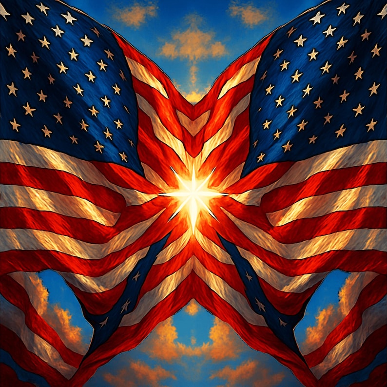Patriotic Flag Art – Mirrored American Flag Starburst - Etsy