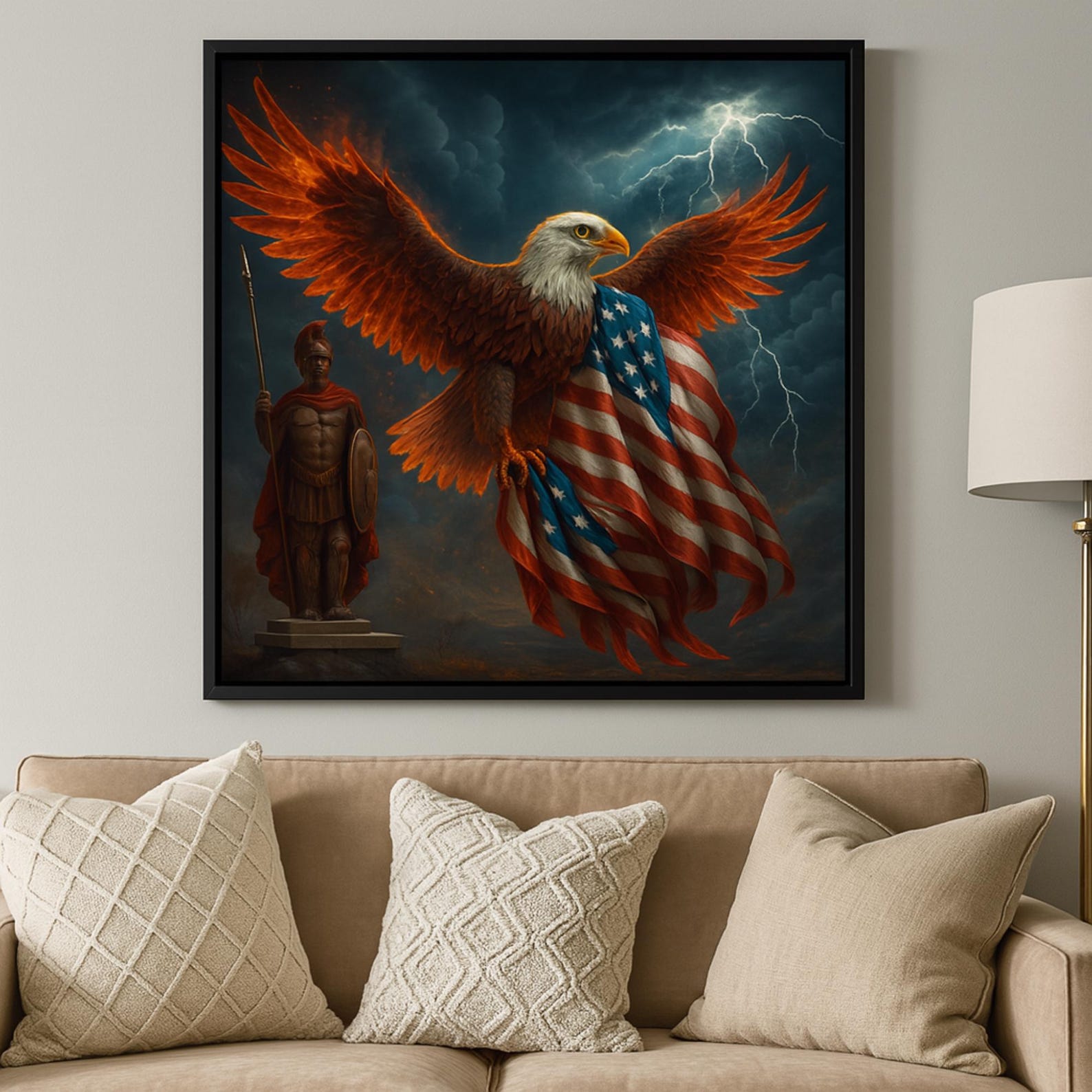 Patriotic Eagle Art – American Flag Lightning Wall Print | USA Freedom ...