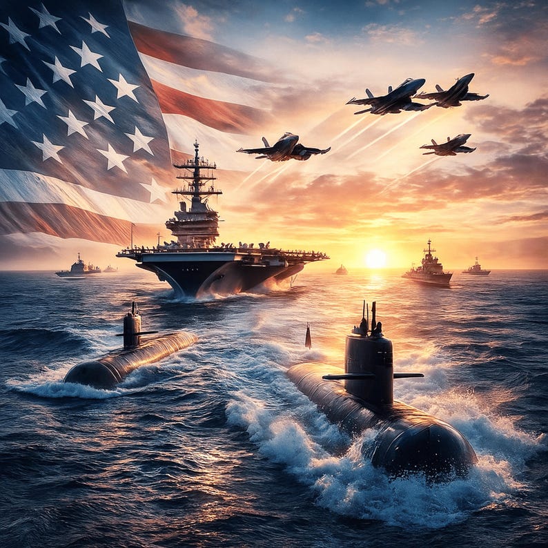 U.S. Navy Carrier Fleet Sunrise Art - Cinematic Naval Battle Group ...