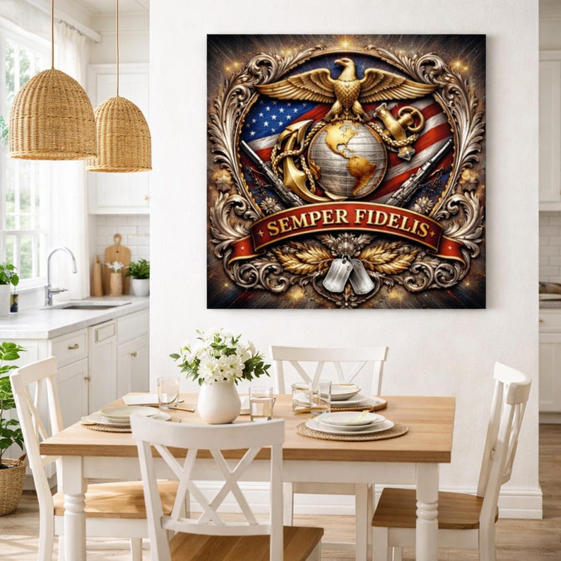 USMC Emblem Art – Semper Fidelis Eagle Globe Anchor Patriotic Military ...