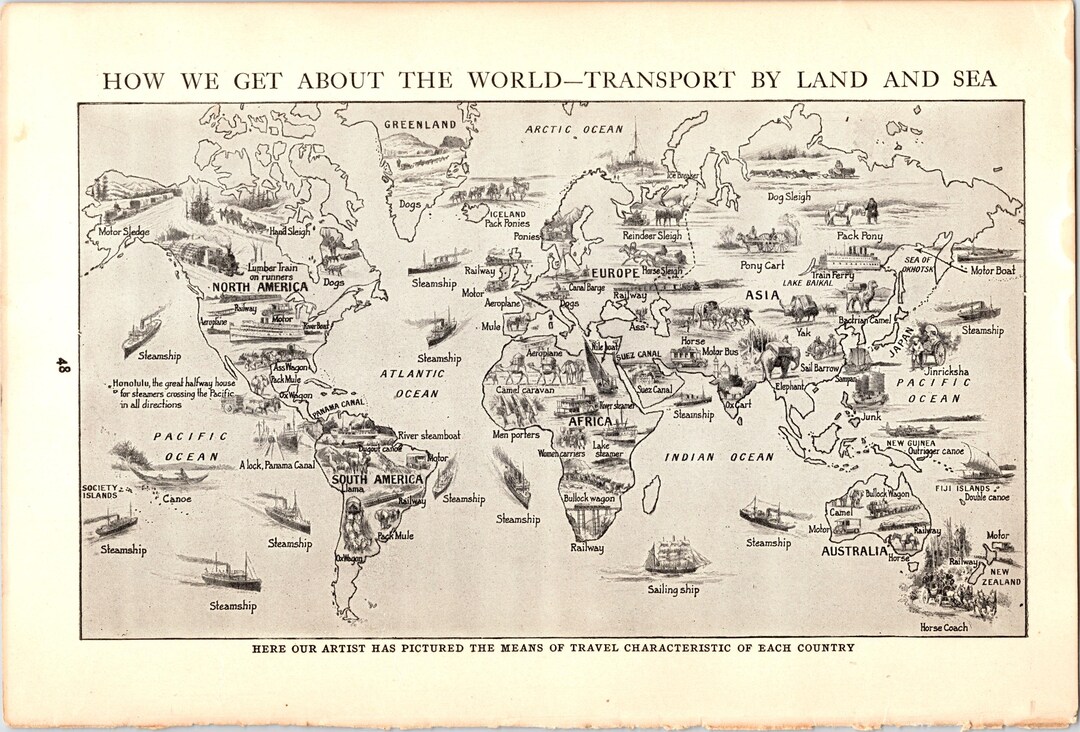 Vintage 1926 How We Get About the World - Transport by Land and Sea ...