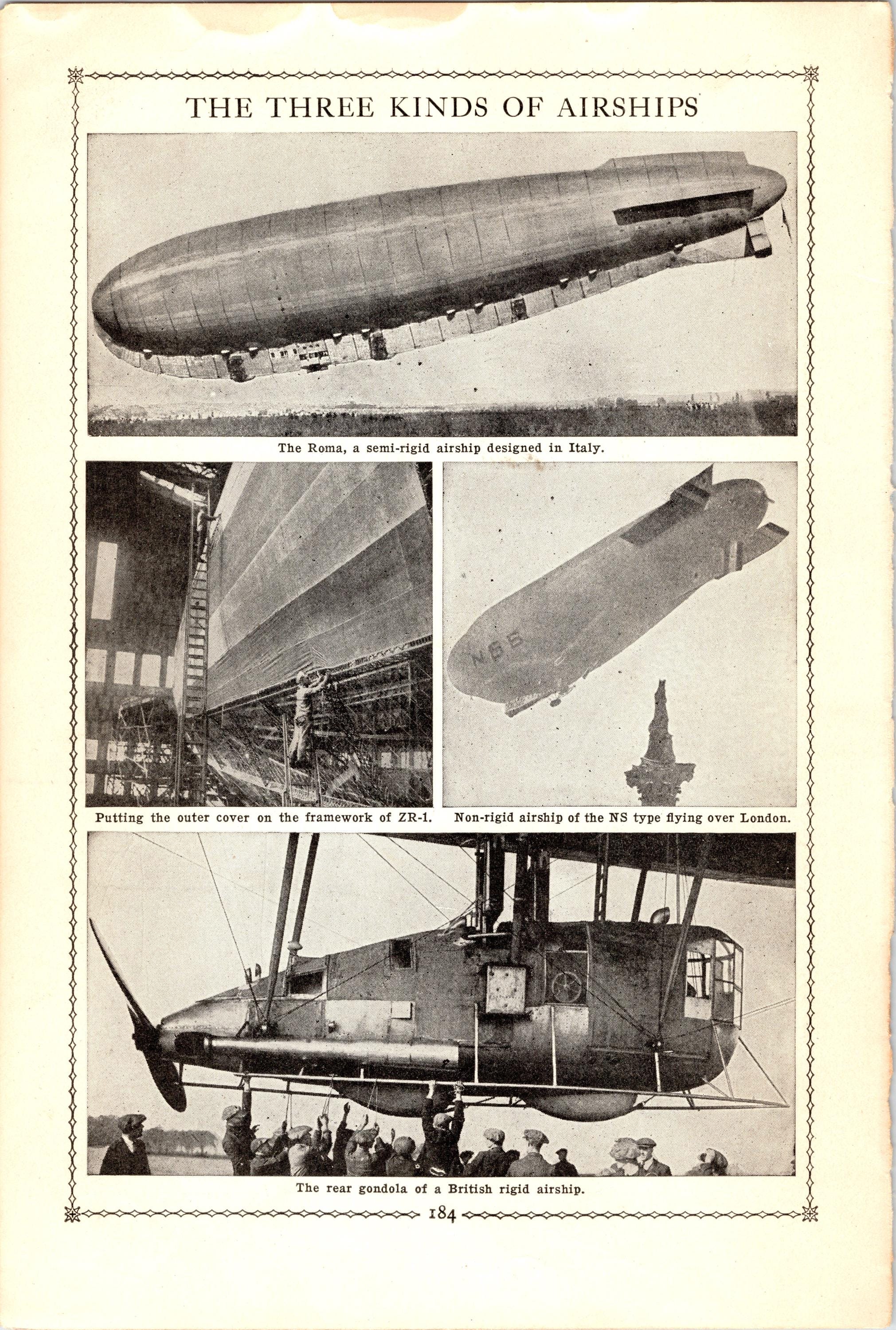 Vintage 1920's Airship R 34 Diagram Illustration - British Patrol Blimp ...