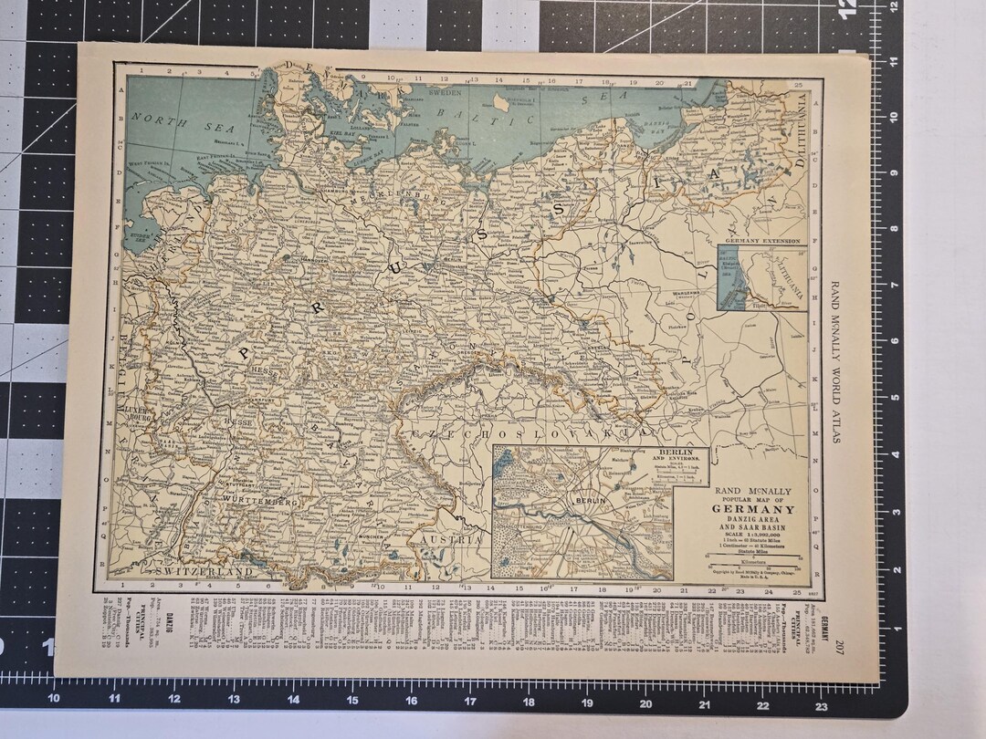 Vintage 1927 Rand Mcnally Map of Germany Danzig Area and Saar Basin ...