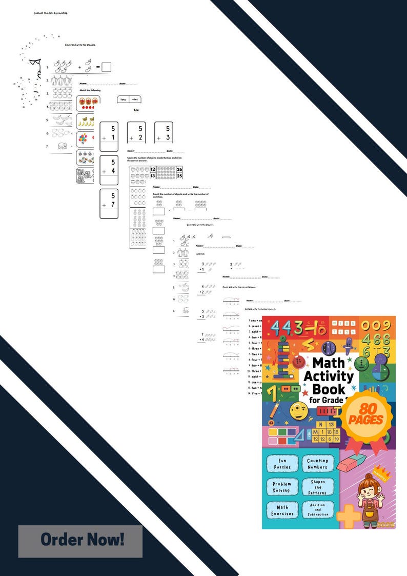 Math Activity Book for Grade 1: Fun Puzzles, Counting Numbers, Problem ...