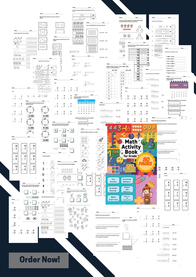 Math Activity Book for Grade 1: Fun Puzzles, Counting Numbers, Problem ...