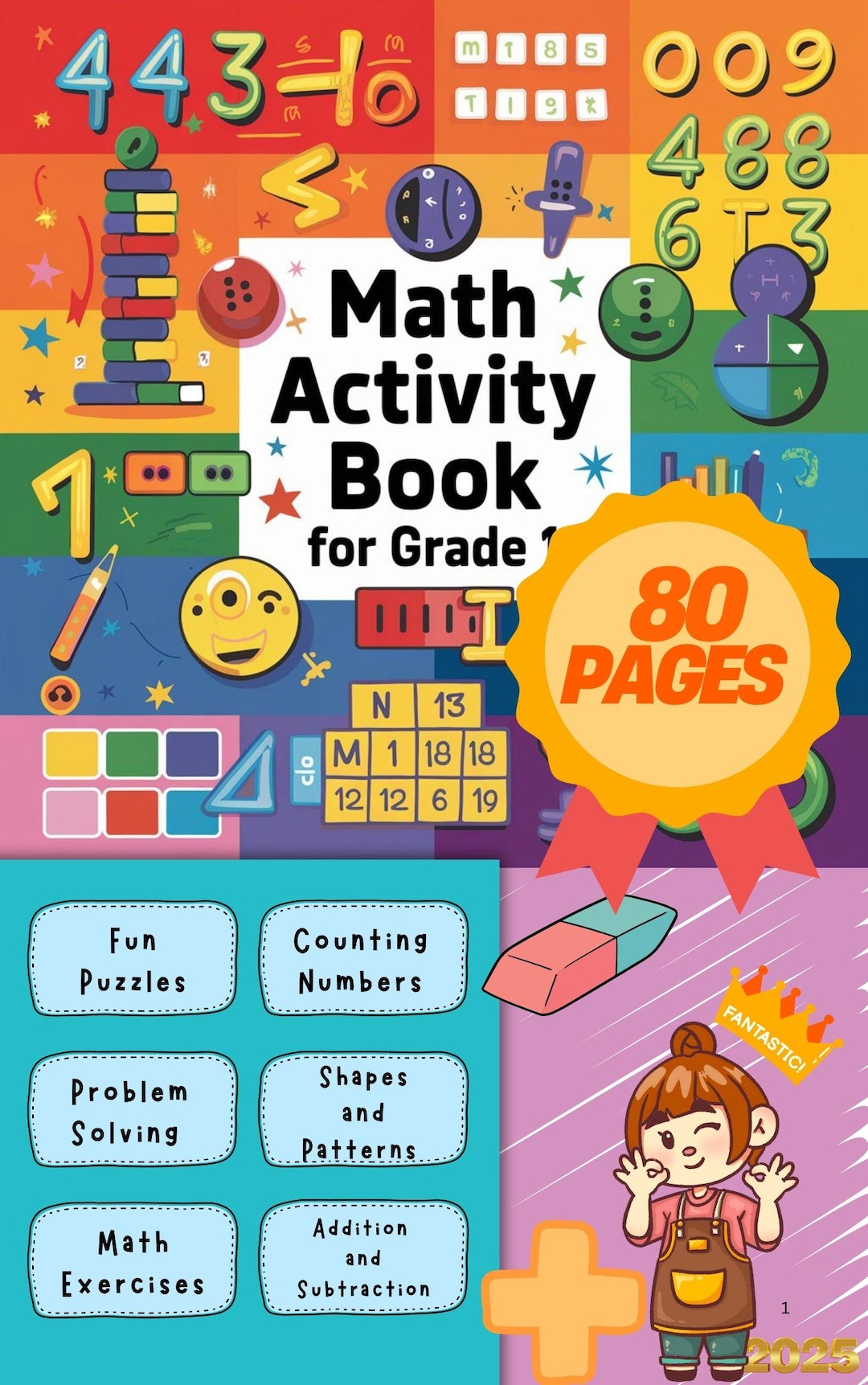 Math Activity Book for Grade 1: Fun Puzzles, Counting Numbers, Problem ...
