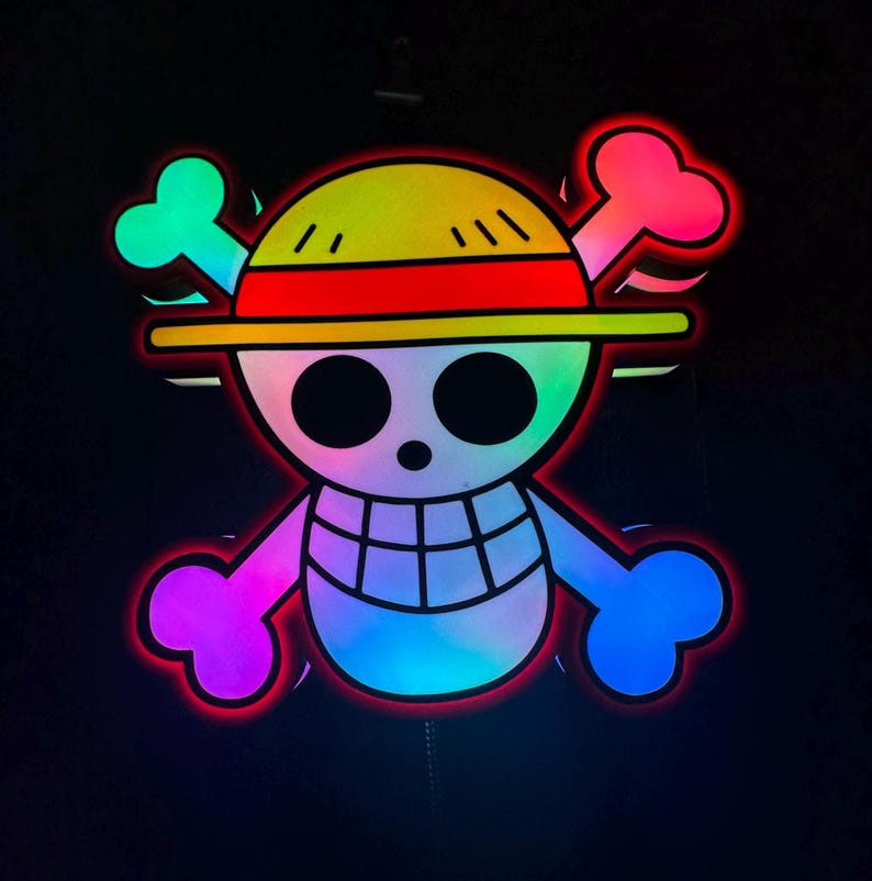One Piece Straw Hat Pirates Jolly Roger LED Sign - Etsy