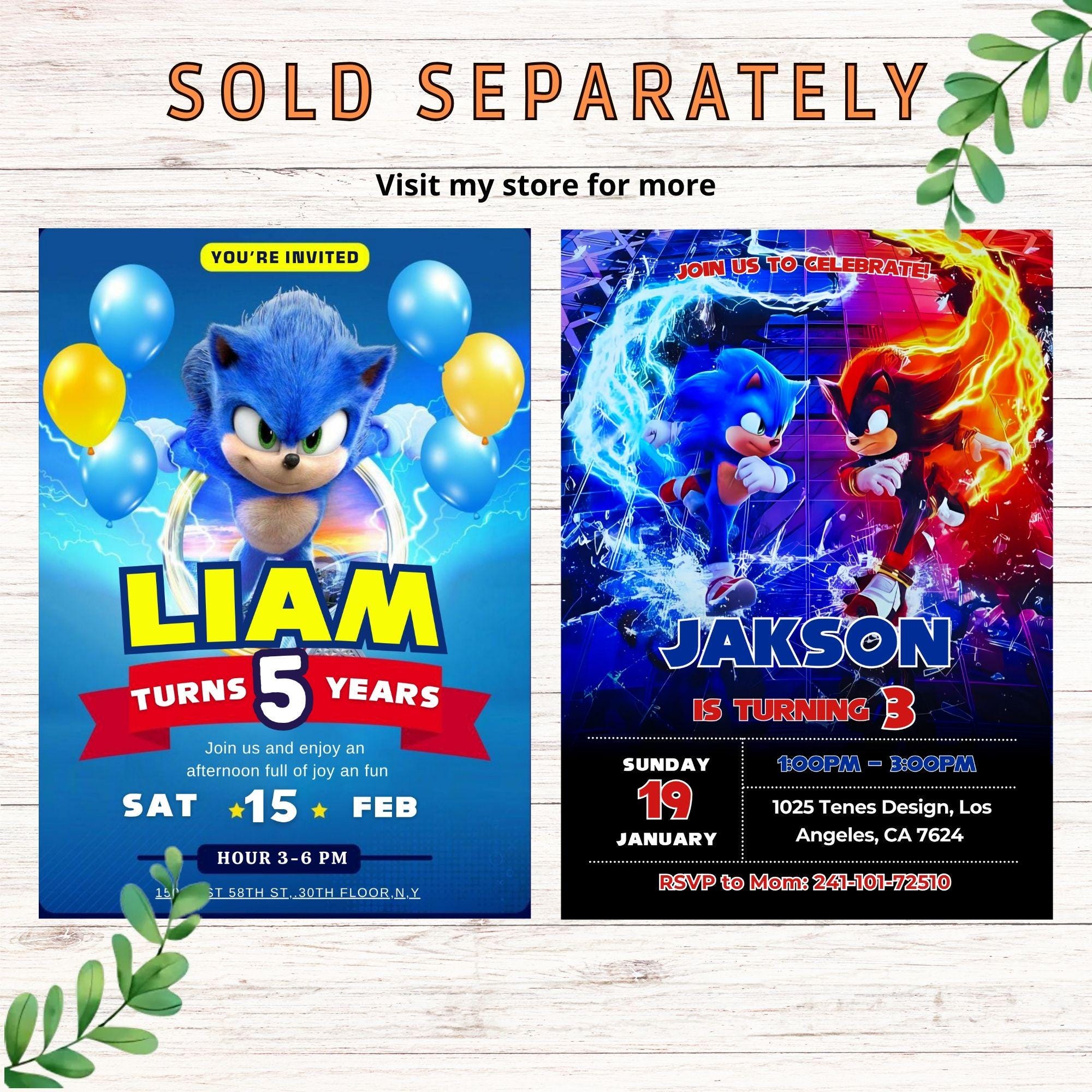 Sonic 3 Birthday Invitation, Super Hedgehog Boys Party Invitation ...