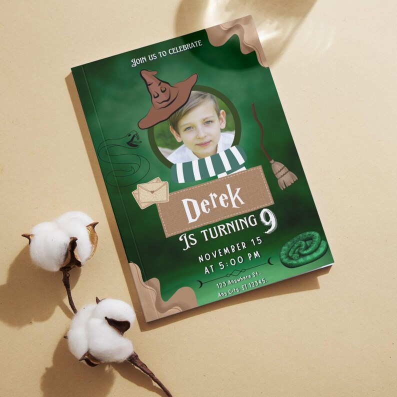 Harry Potter Birthday Invitation, Personalized Photo, Wizard Theme ...