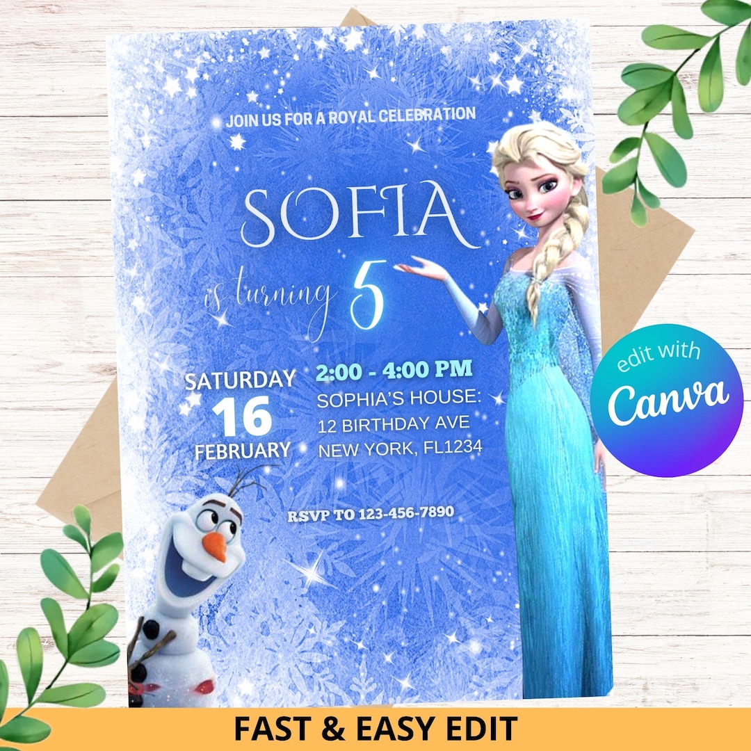 Elsa Birthday Invitation - Printable and Editable Template / Perfect ...