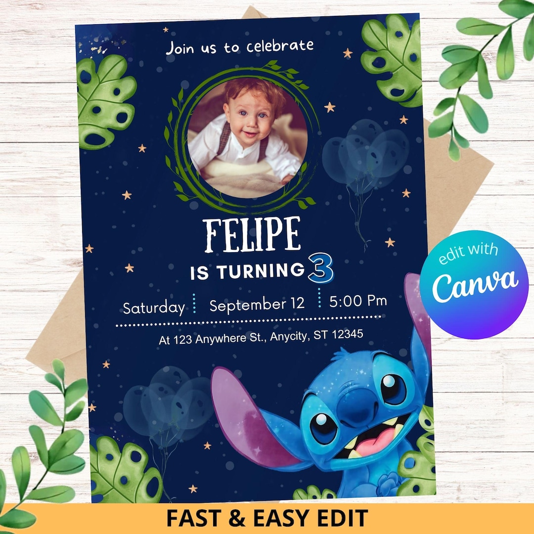 Stich Birthday Invitation - Printable and Editable Template / Perfect ...