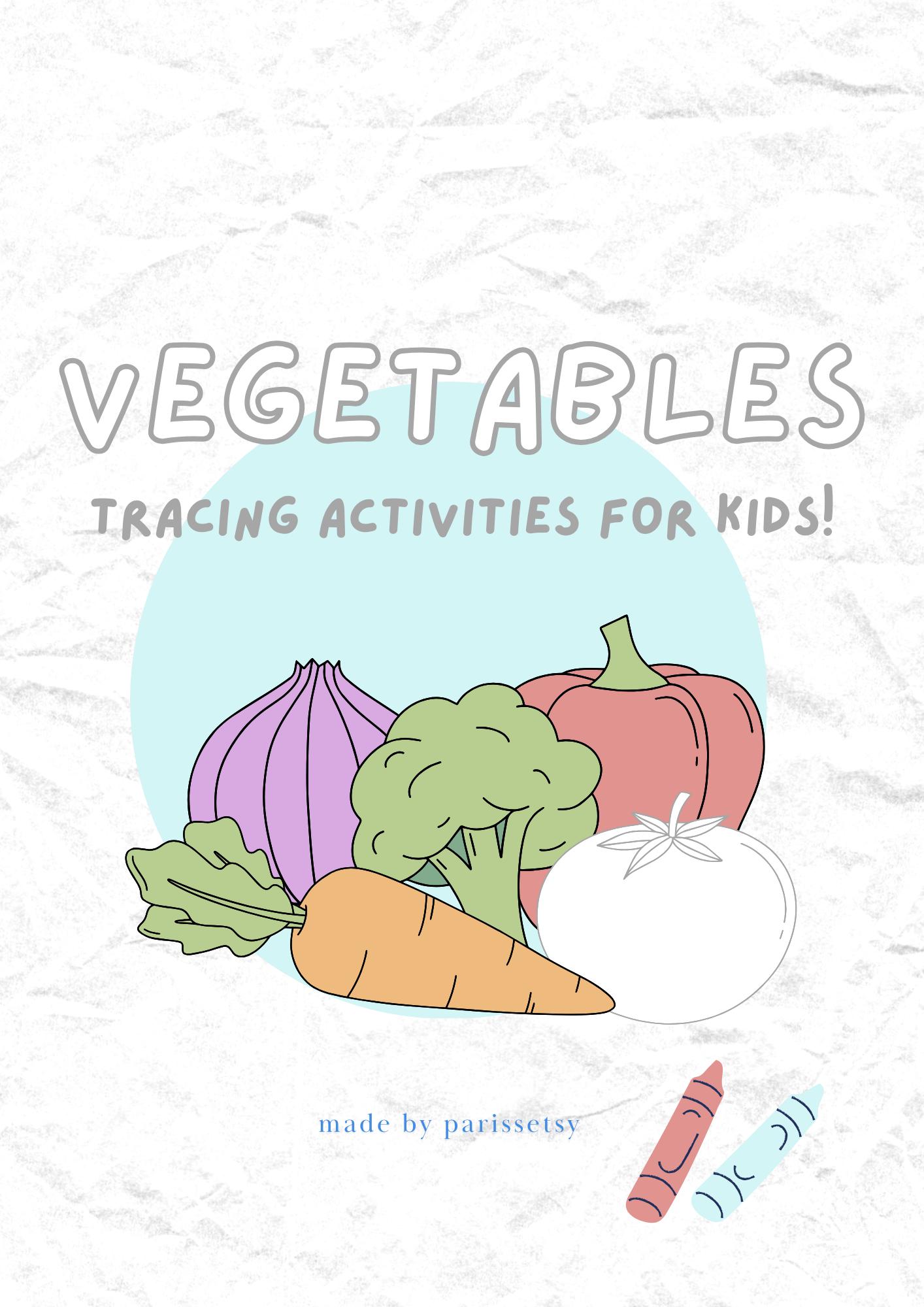 COLOURING PRINTABLE: Tracing Activities Vegetables Version - Etsy