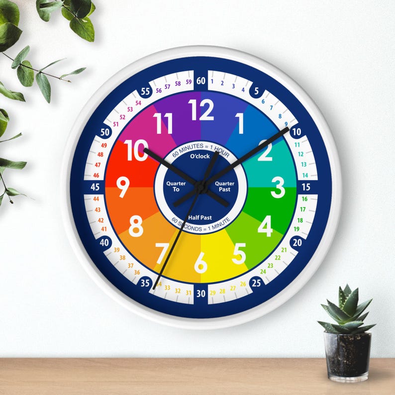 Kids Learning to Tell Time Clock: Colorful Classroom Decor, Educational ...
