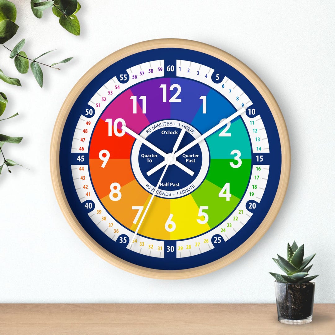 Kids Learning to Tell Time Clock: Colorful Classroom Decor, Educational ...