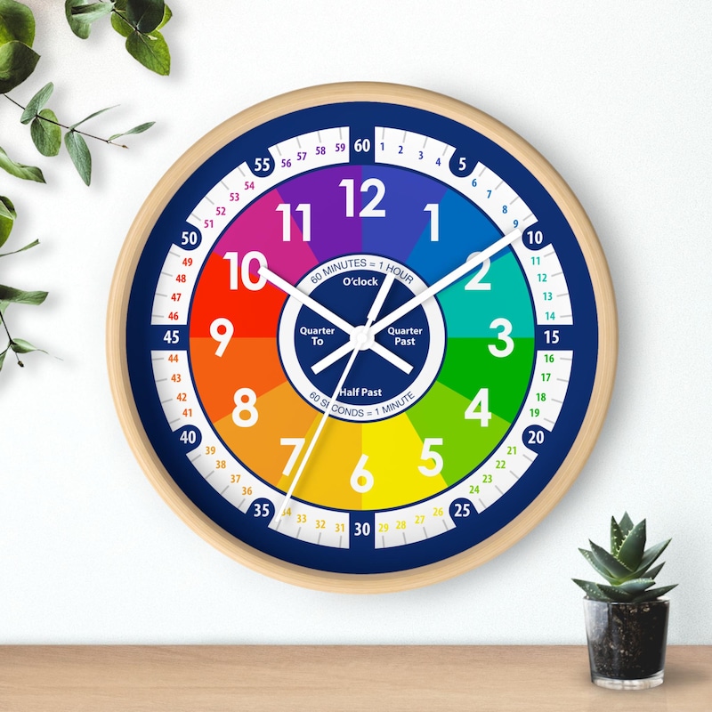 Kids Wall Clock Colorful - Etsy