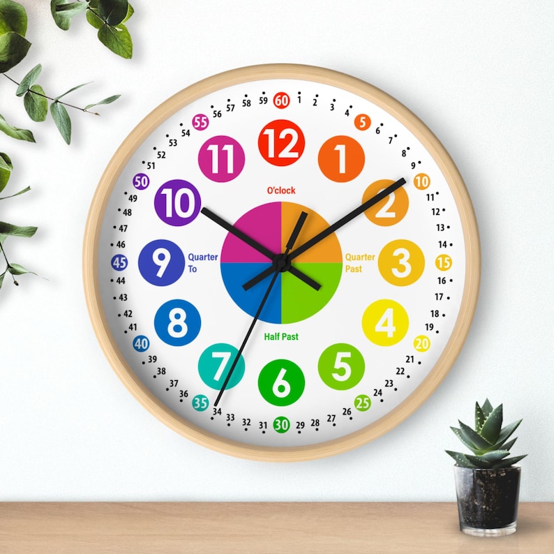 Kids Learning Clock: Educational Wall Decor, Classroom Teach Time - Etsy