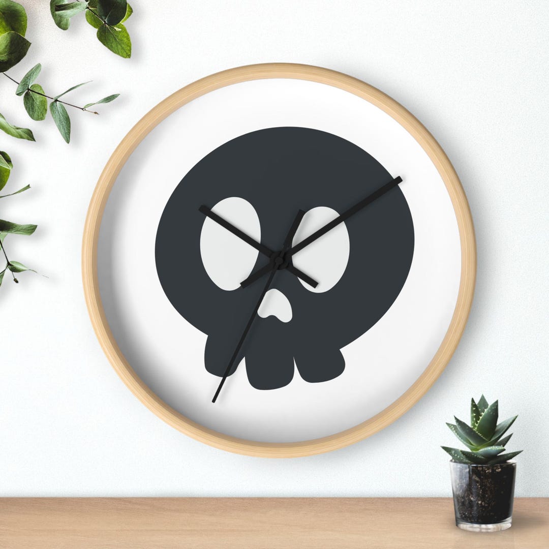 Gothic Skull Wall Clock, Edgy Home Decor, Halloween Gift, Unique Black ...