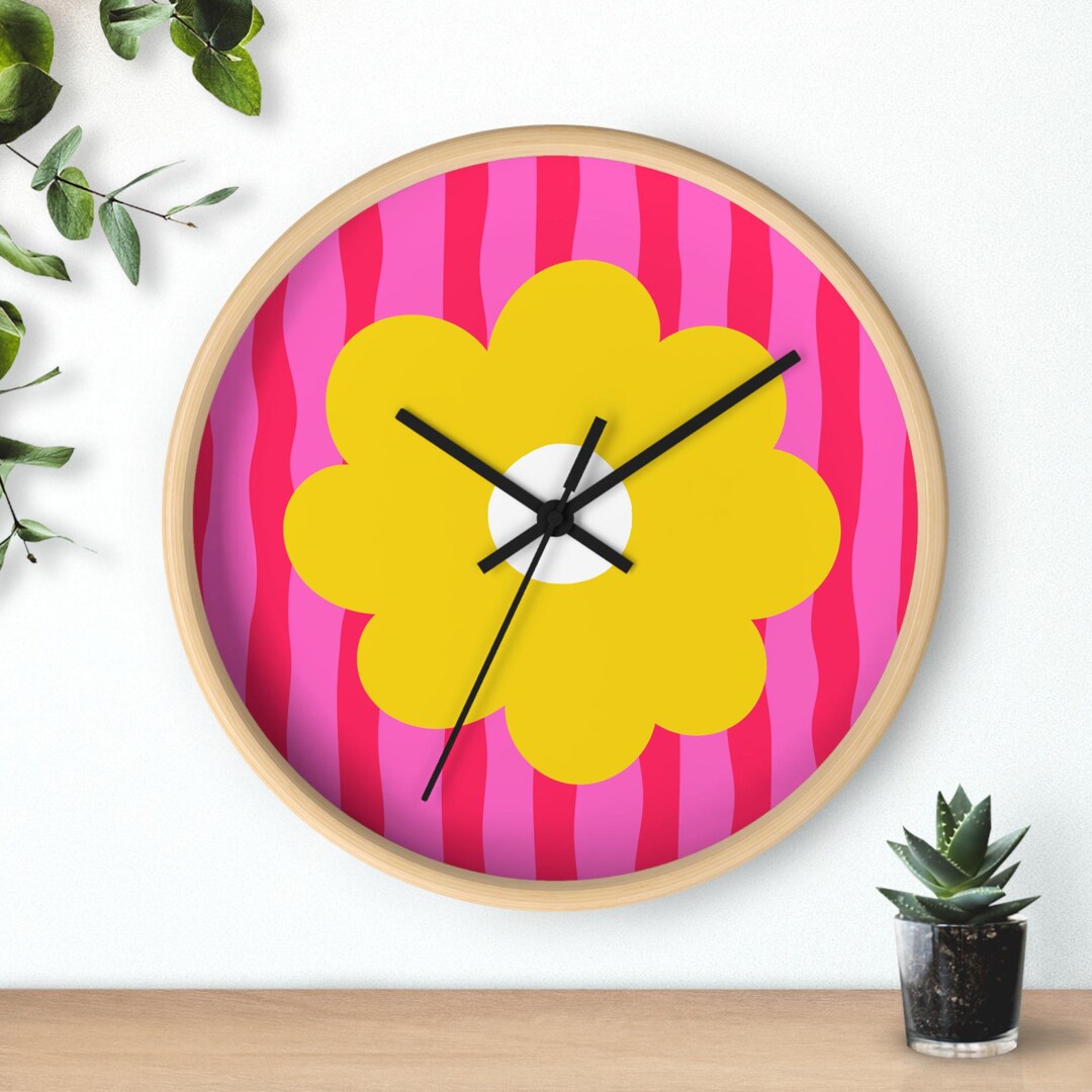 Scandinavian Flower Wall Clock: Colorful Kids Room Decor - Etsy