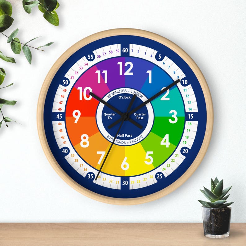 Kids Learning to Tell Time Clock: Colorful Classroom Decor, Educational ...